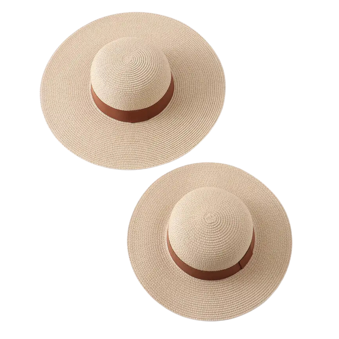 Straw Hat with Brown Ribbon - Mini and Me Matching – Hello Gracie Lou